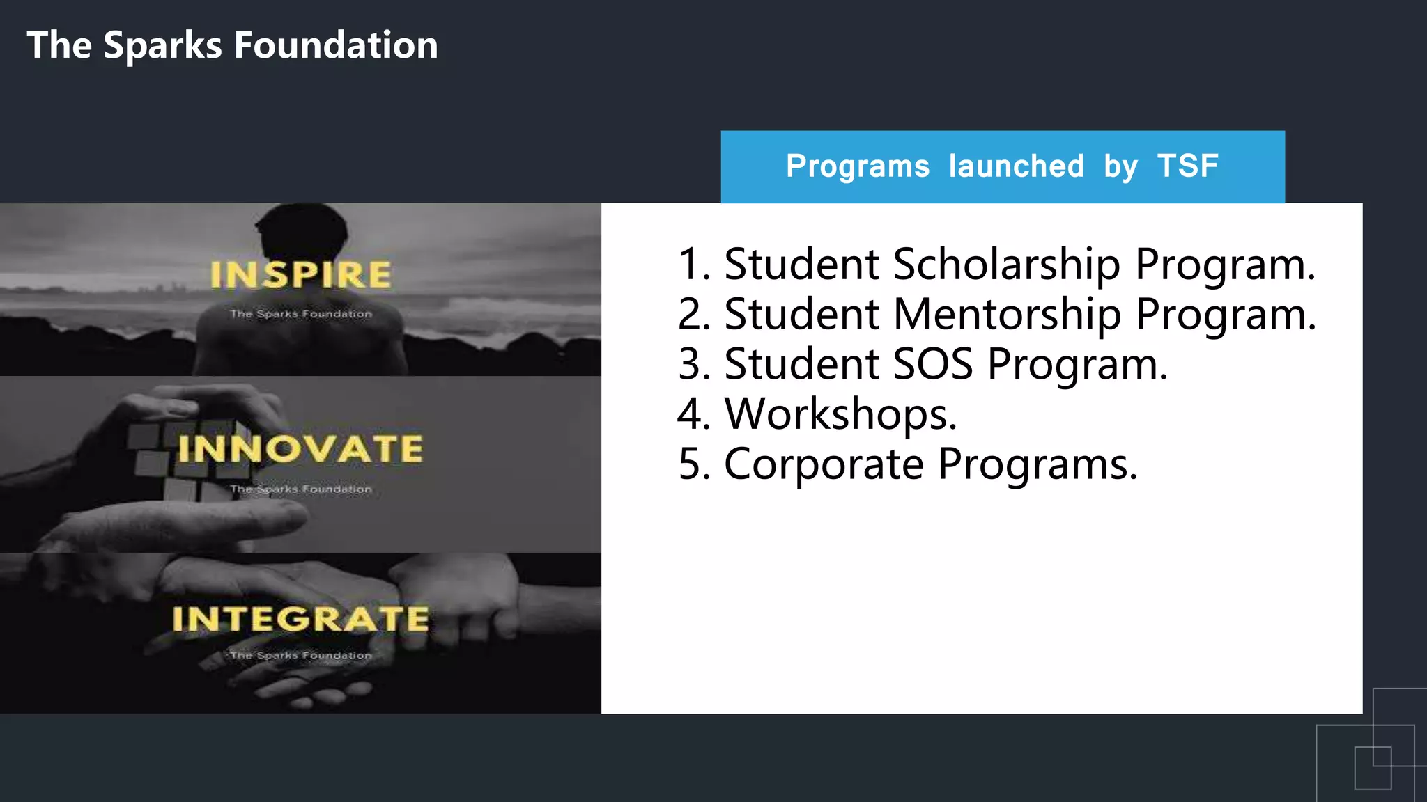 Marketing plan for The Sparks Foundation. | PPTX