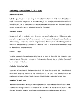 Marketing plan venetian blinds | DOCX