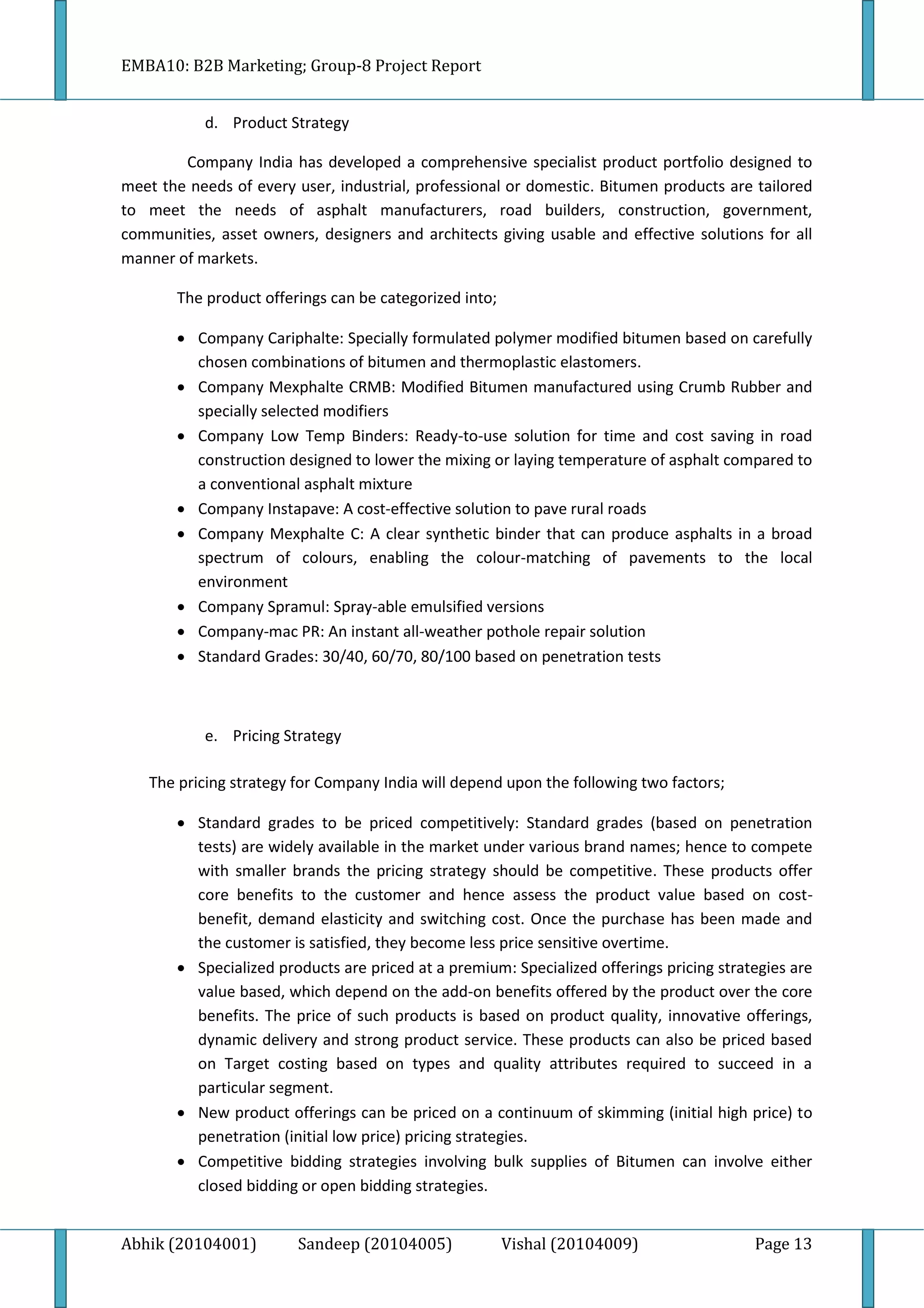 Marketing Plan for Cold Bitumen in India | PDF