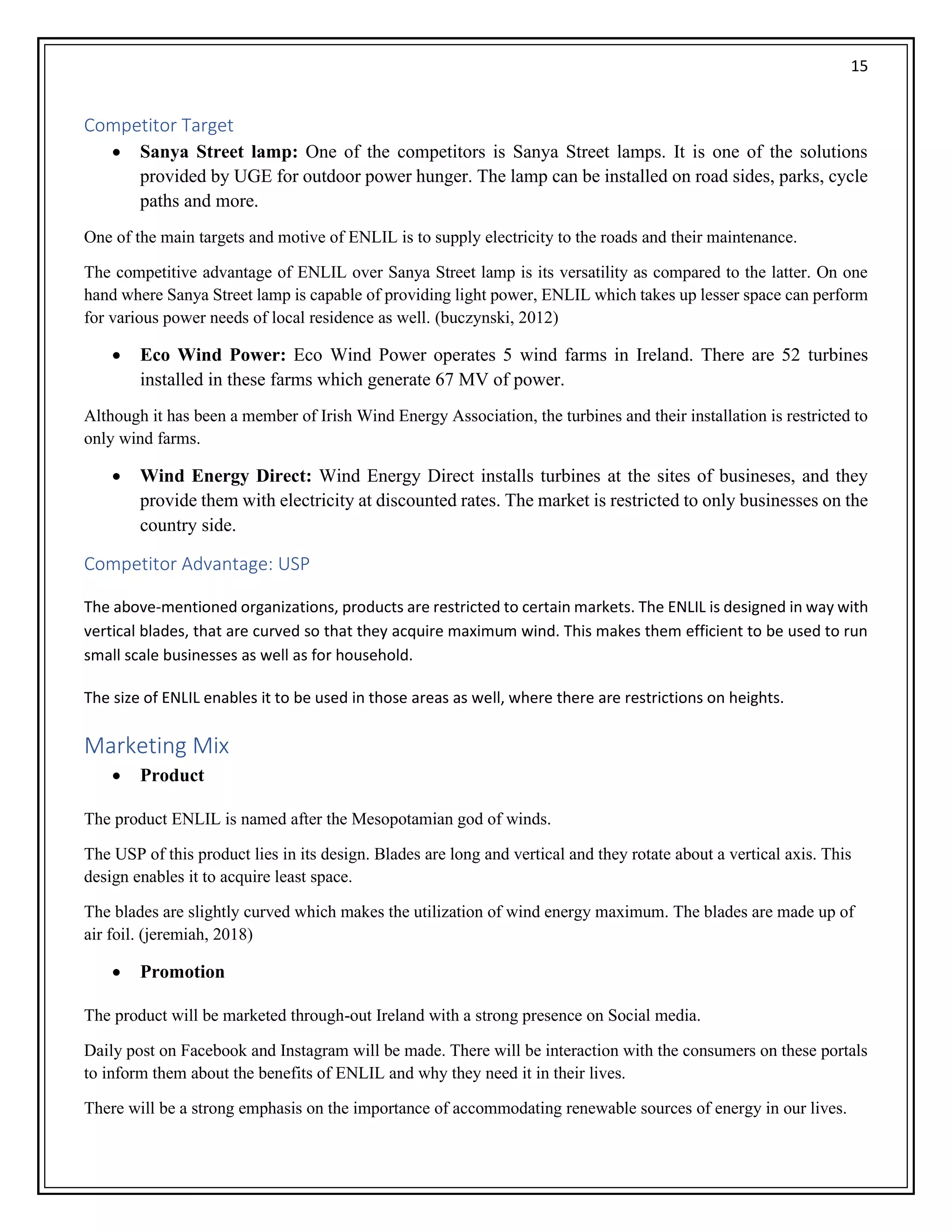 Marketing Plan for Enlil Wind Turbine | PDF