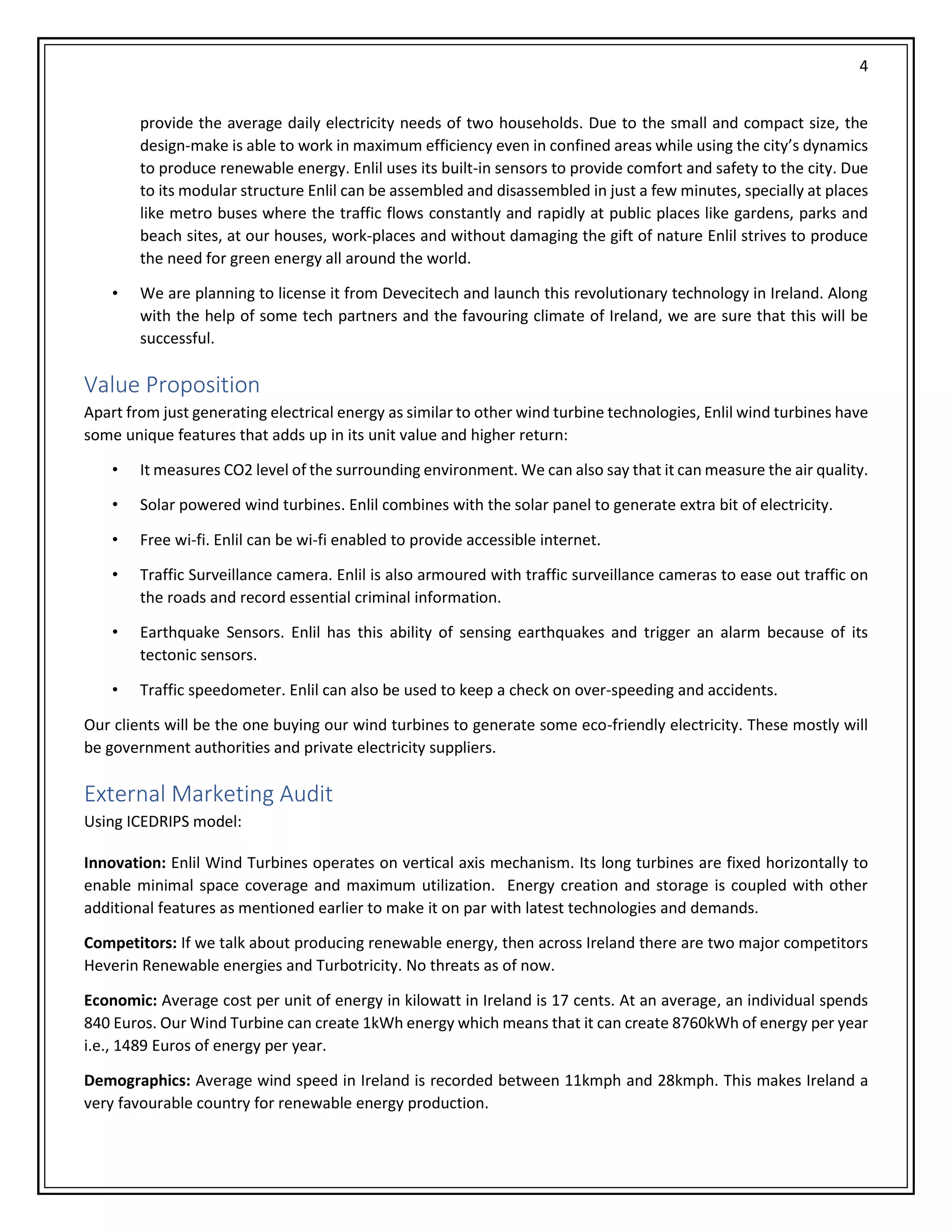 Marketing Plan for Enlil Wind Turbine | PDF