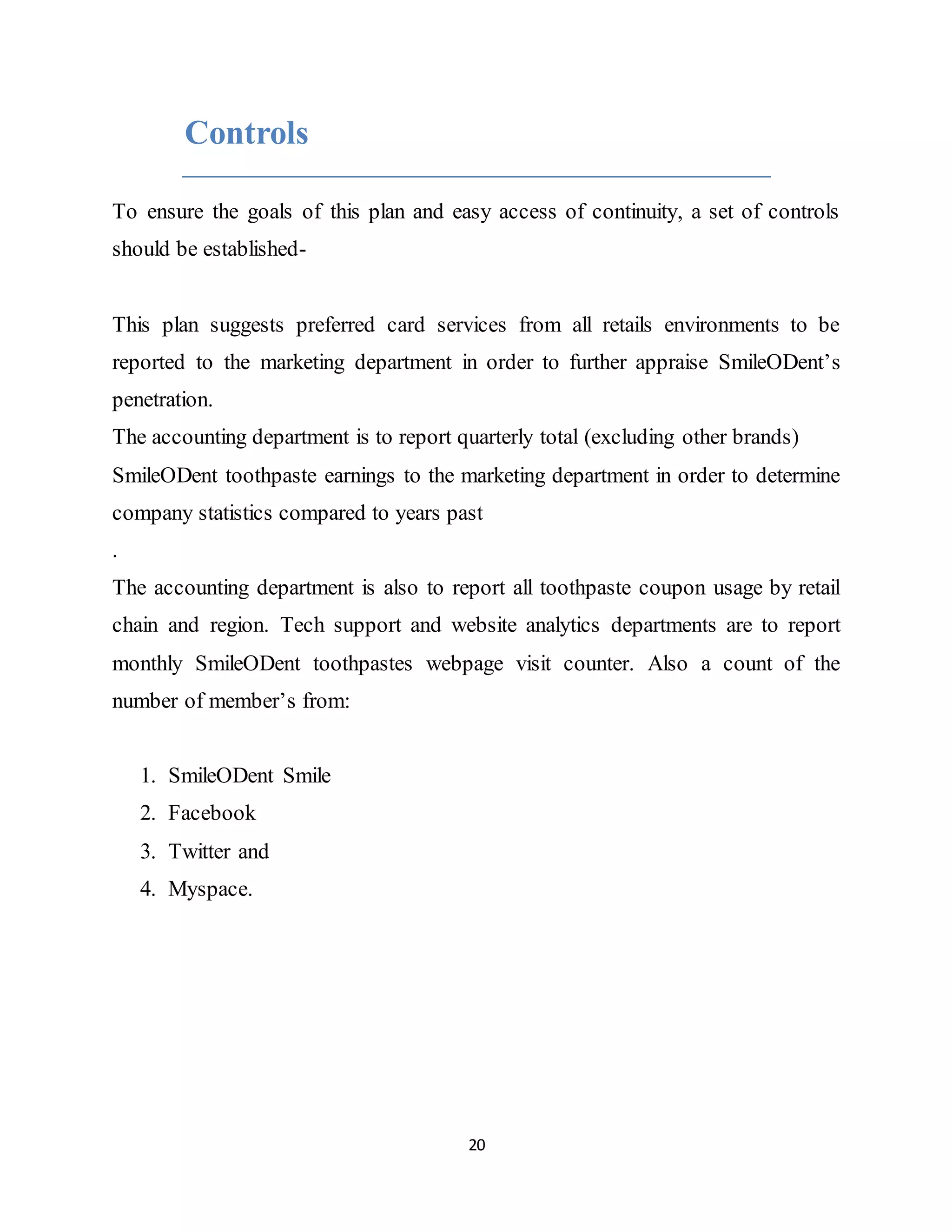 Marketing plan for new toothpaste brand | DOCX