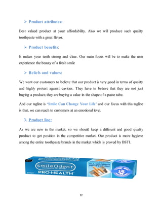 Marketing plan for new toothpaste brand | DOCX