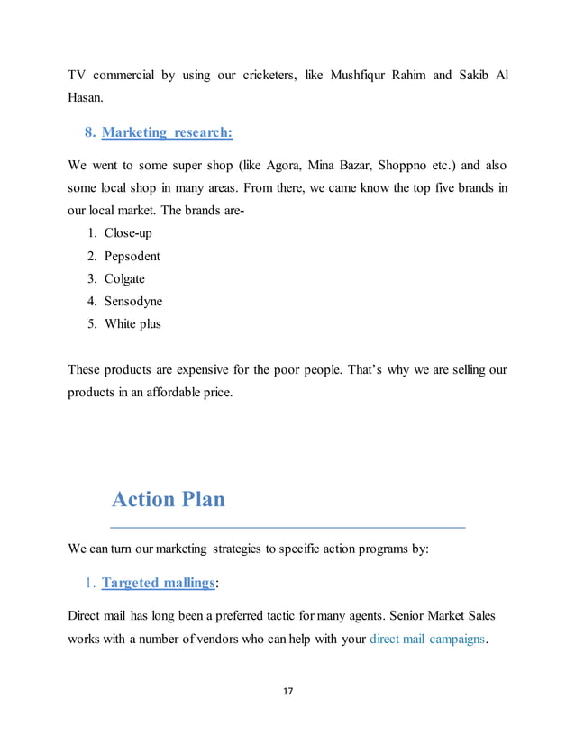 Marketing plan for new toothpaste brand | DOCX