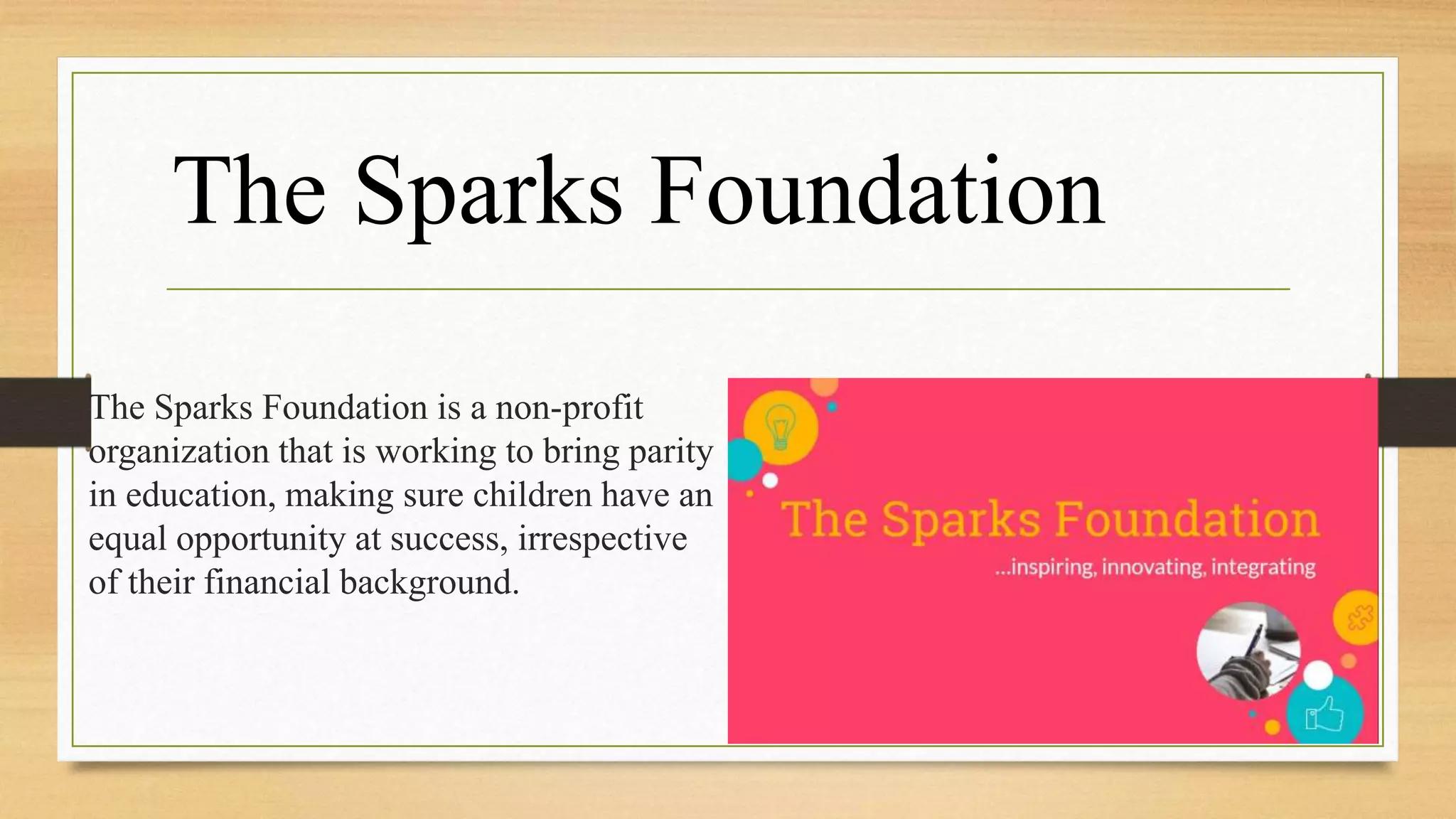 Marketing plan for The Sparks Foundation | PPT