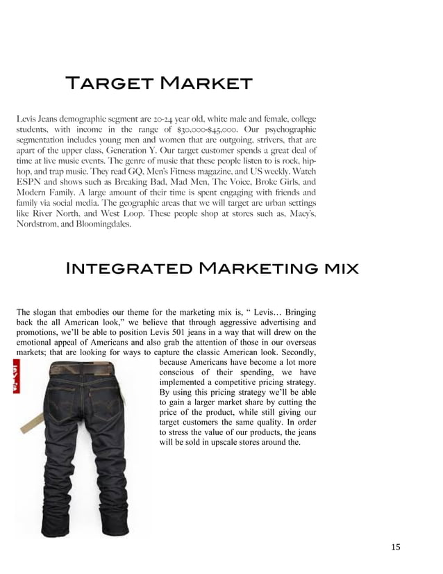 Levi's Marketing Plan | PDF | Apparel Industry | Industries