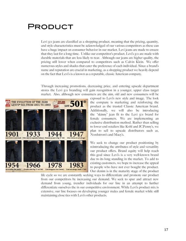 Levi's Marketing Plan | PDF | Apparel Industry | Industries