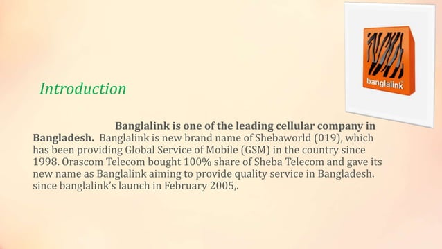 presentation on Marketing plan of banglalink | PPTX