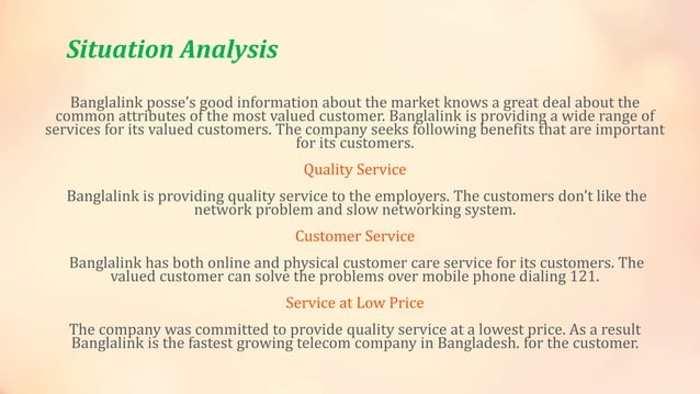 presentation on Marketing plan of banglalink | PPTX