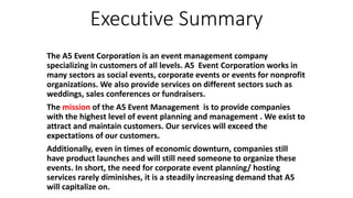 Marketing plan of event management corporation | PPTX