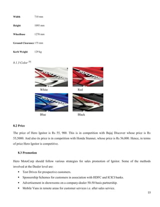Marketing plan of hero ignitor bike | DOCX