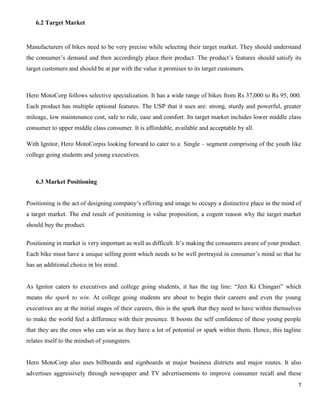 Marketing plan of hero ignitor bike | DOCX