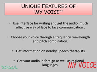 Marketing plan of "My Voice", an app for people without speech. | PPTX ...
