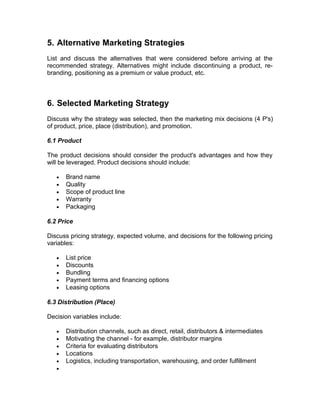 Marketing plan outline | DOC | Business Administration | Business