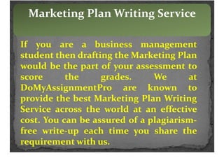 Marketing Plan Writing Service | PDF