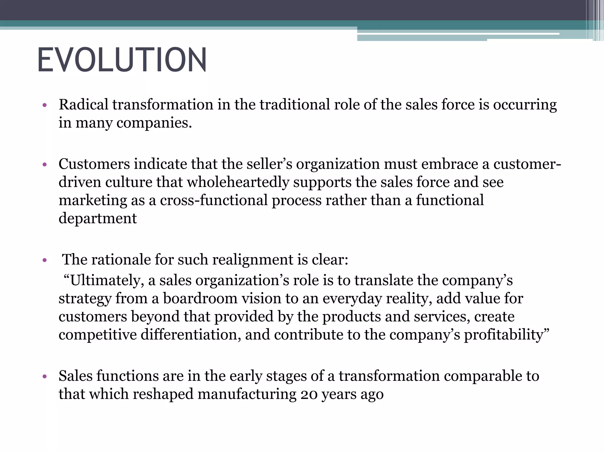 Evolution of strategic sales organisation | PPTX