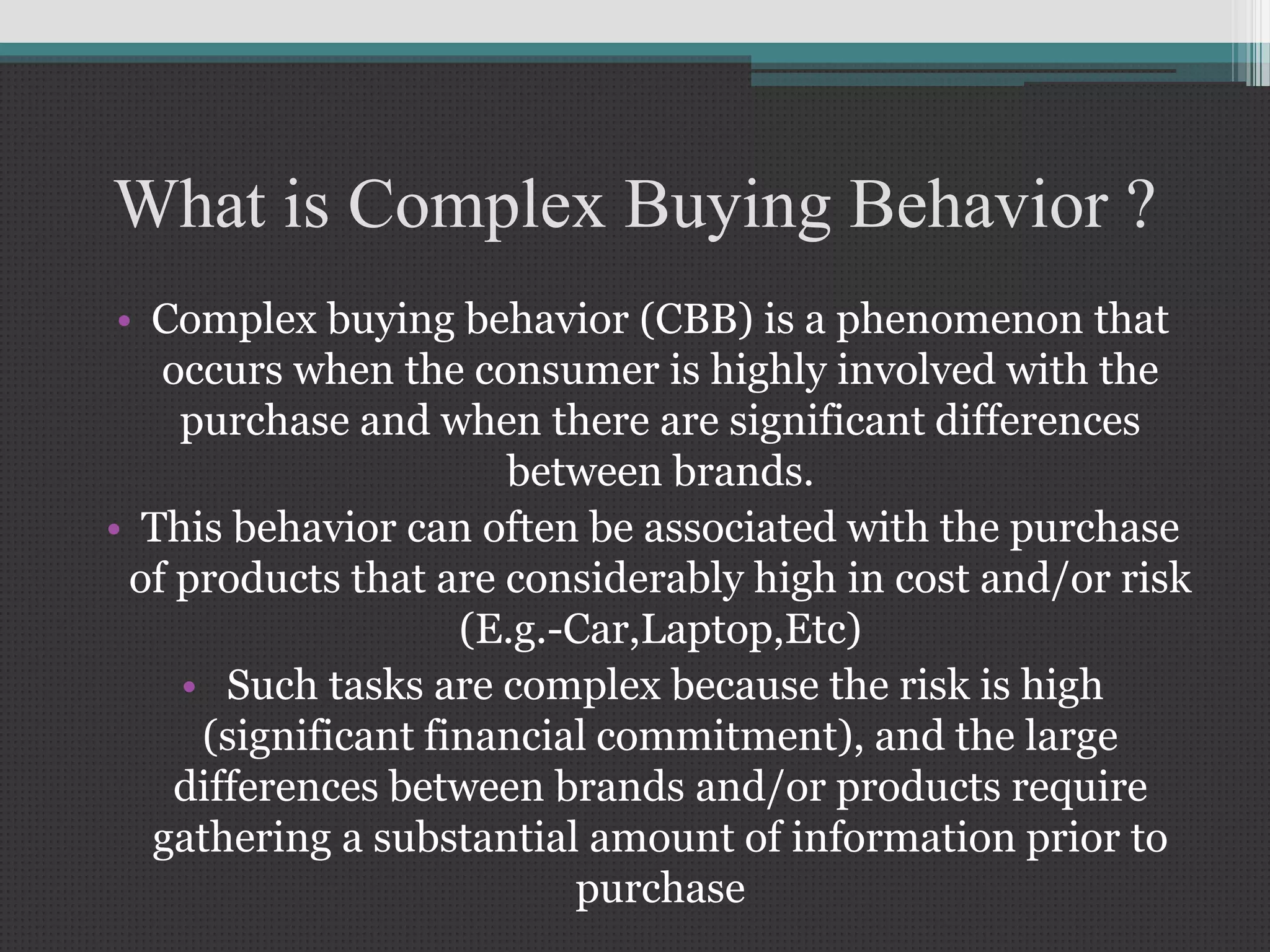 Presentation on Complex Buying Behavior (CBB) | PPT