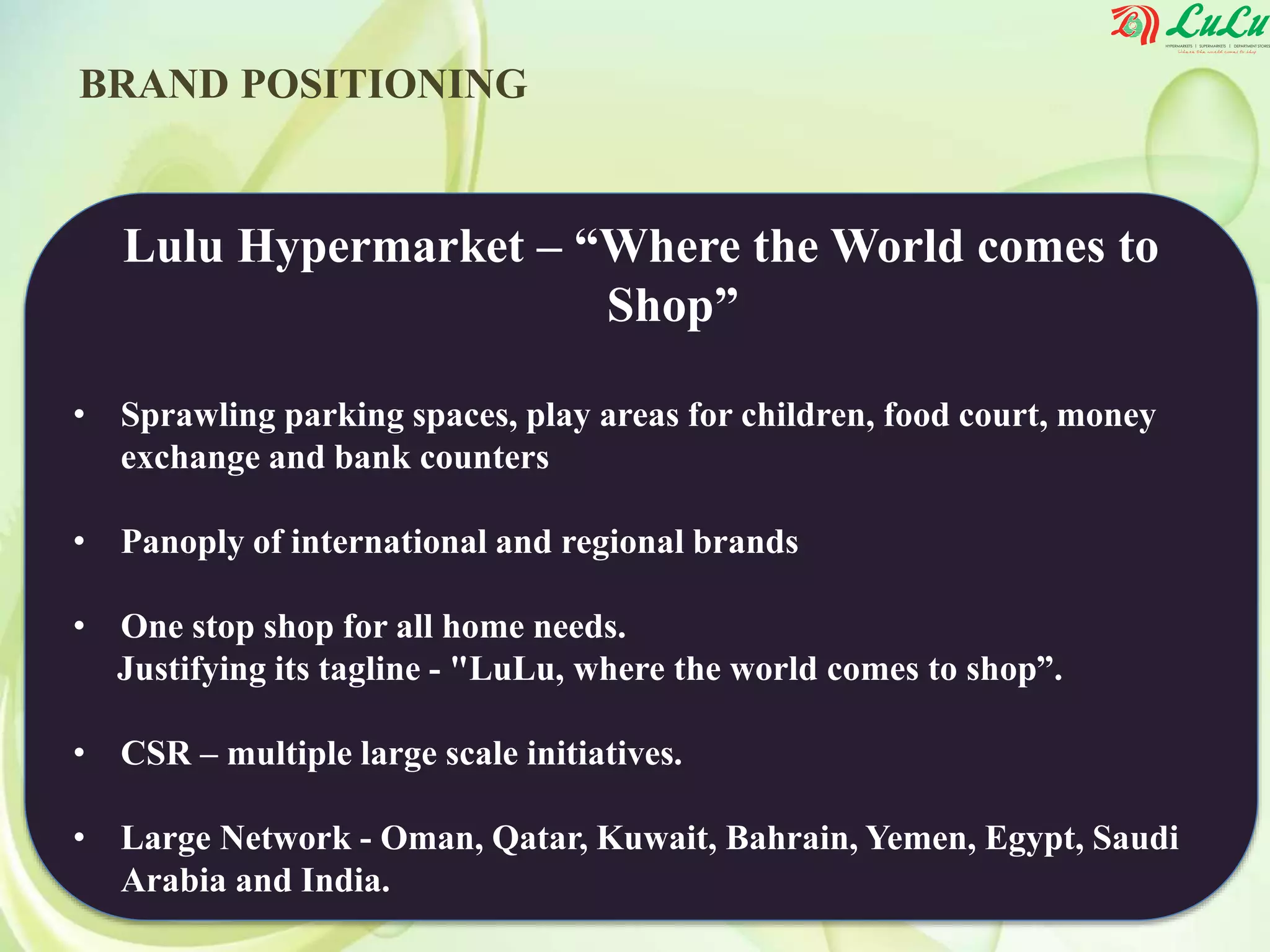 Marketing research- lulu hypermarket | PPTX