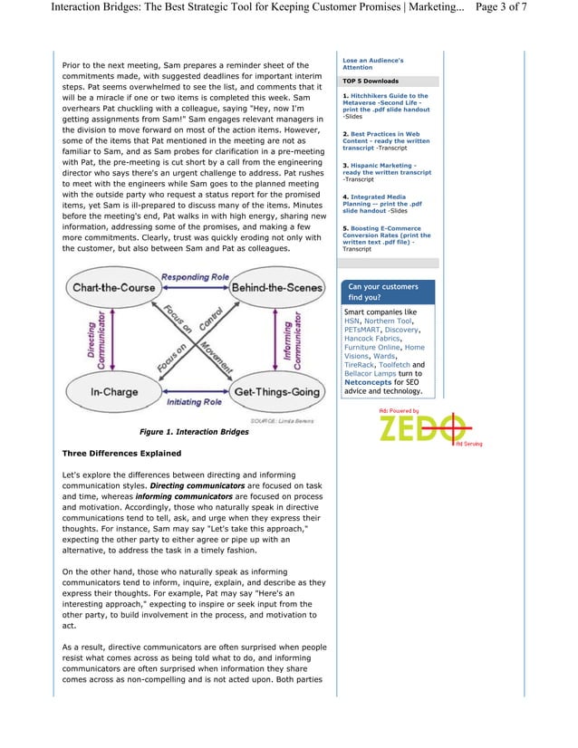 Interaction Bridges: Strategic Tool for Keeping Customer Promises | PDF