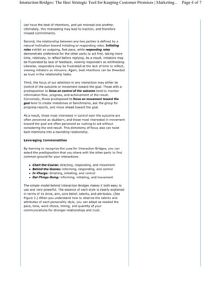 Interaction Bridges: Strategic Tool for Keeping Customer Promises | PDF ...