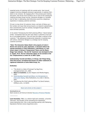 Interaction Bridges: Strategic Tool for Keeping Customer Promises | PDF ...