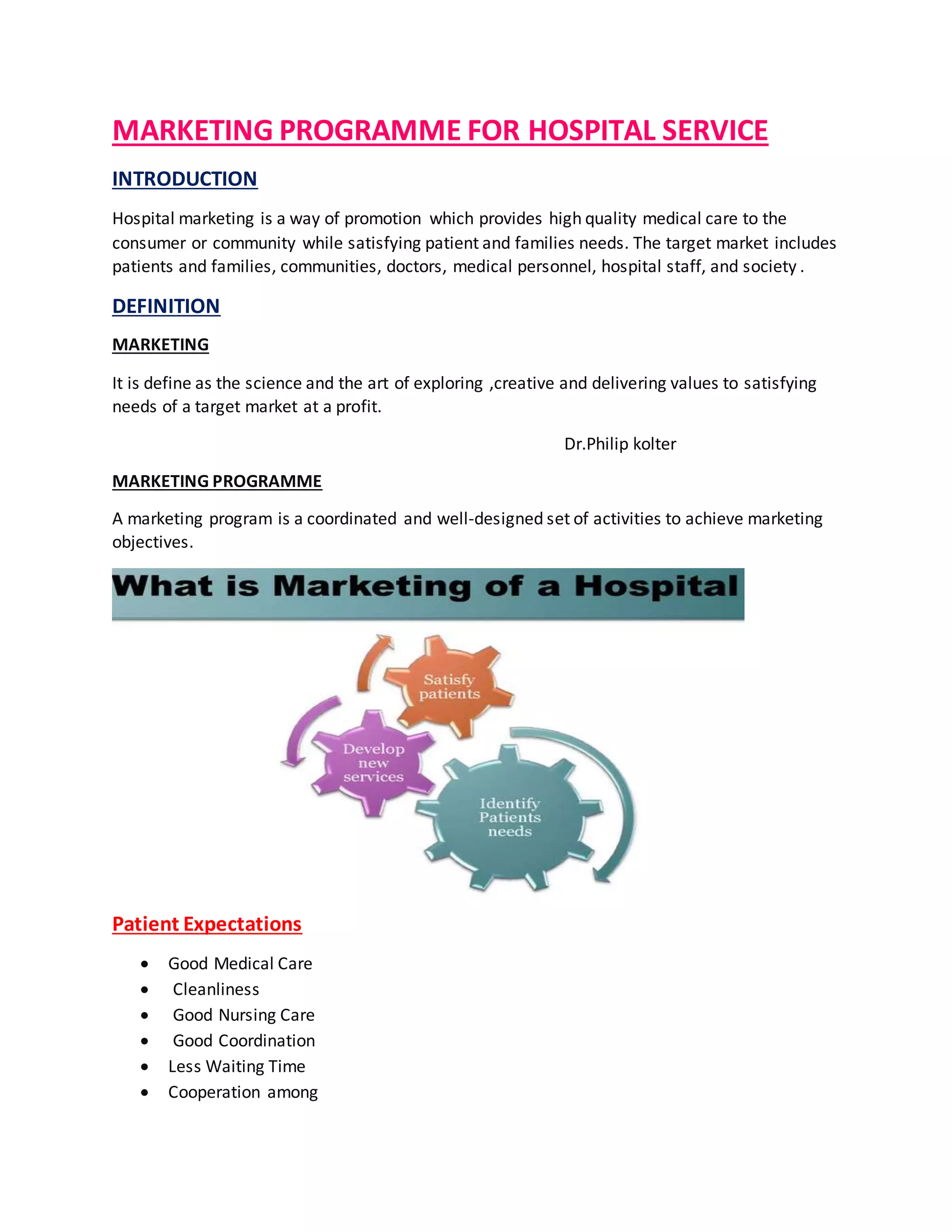 Marketing programme for hospital service | DOCX