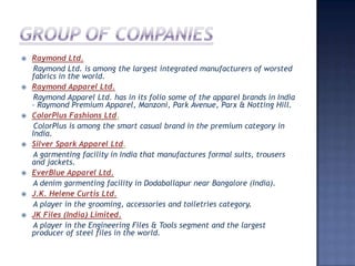 Marketing project on Raymond | PPT