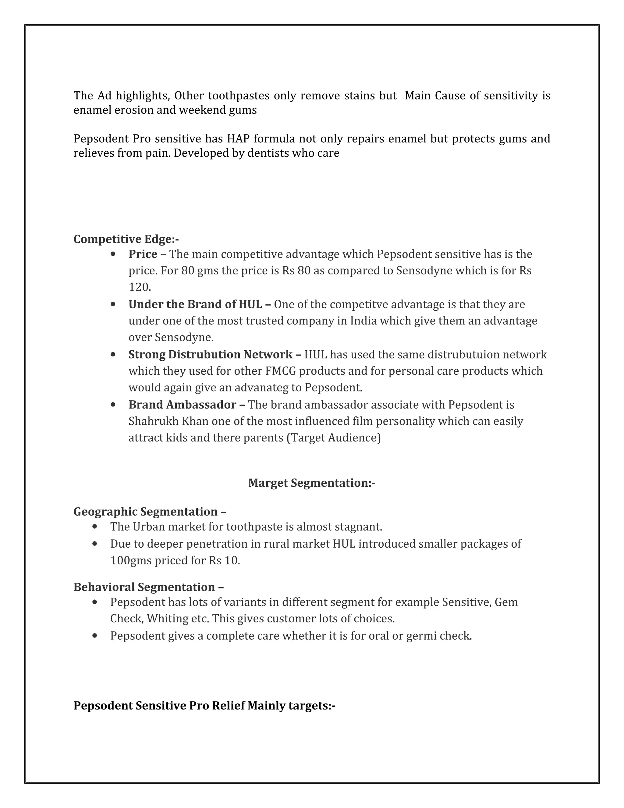 Marketing project toothpaste industry | PDF