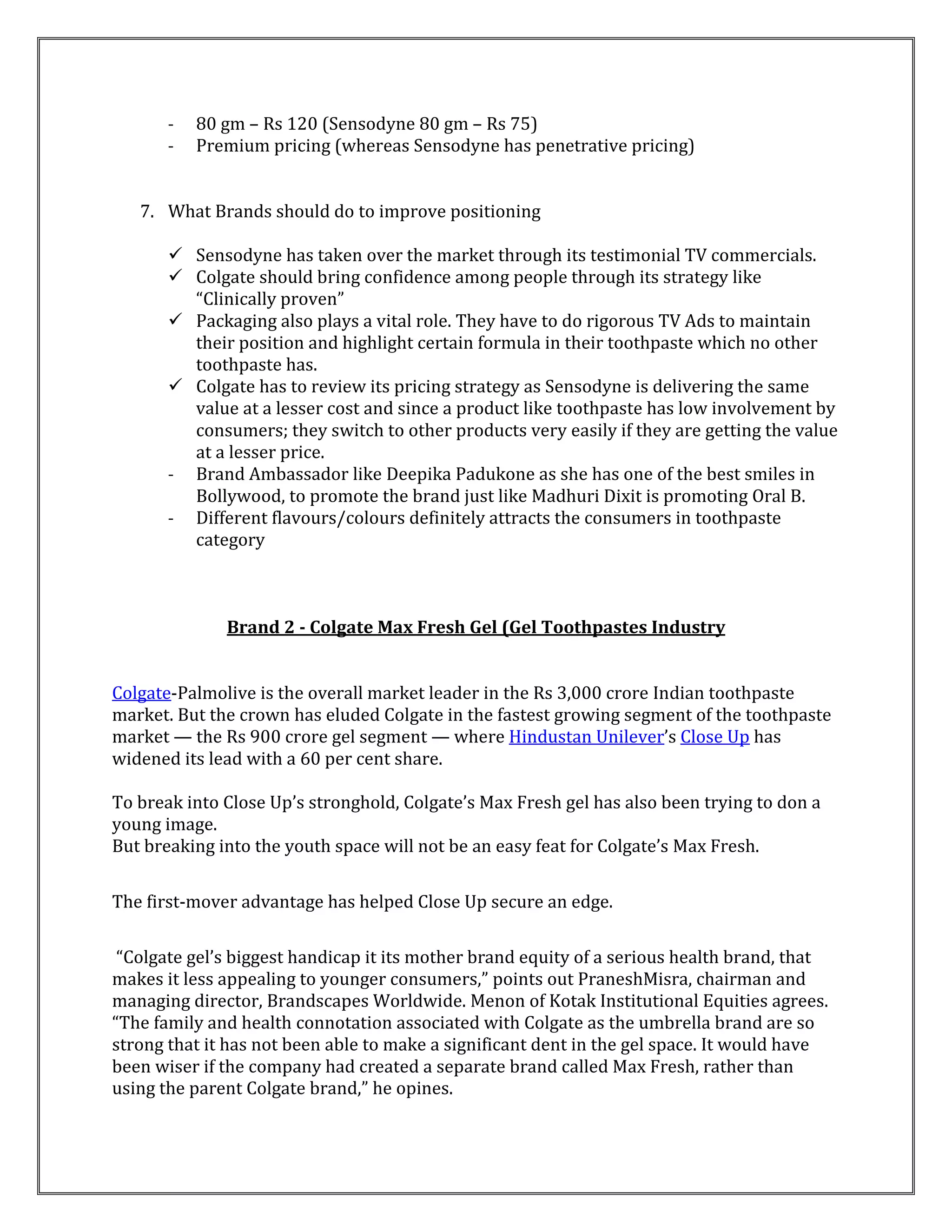 Marketing project toothpaste industry | PDF