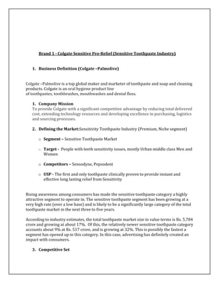 Marketing project toothpaste industry | PDF