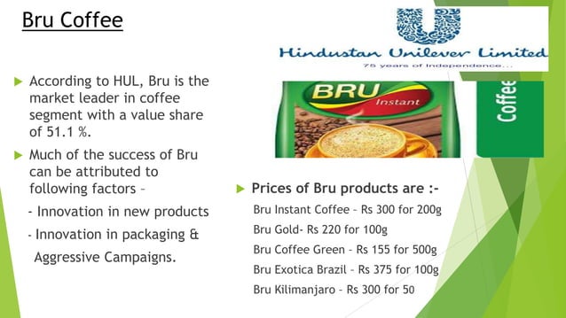 marketing project bru coffee MBA 1st year | PPTX | Commodities | Economy