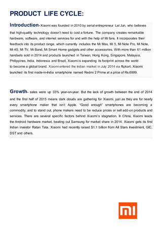 Market Study and Industry Analysis of Xiaomi Incorporation in India ...