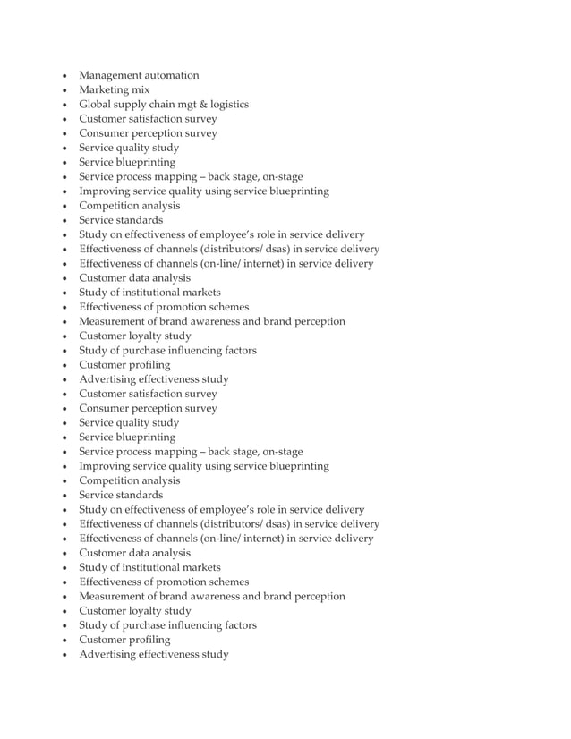 Marketing project topics | DOCX