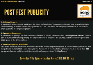 Waves 2012 : Marketing Brochure (Tata Nano) | PPT