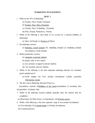 Marketing quiz | DOC