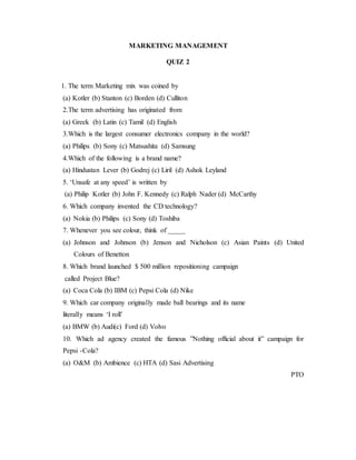 Marketing quiz | DOC