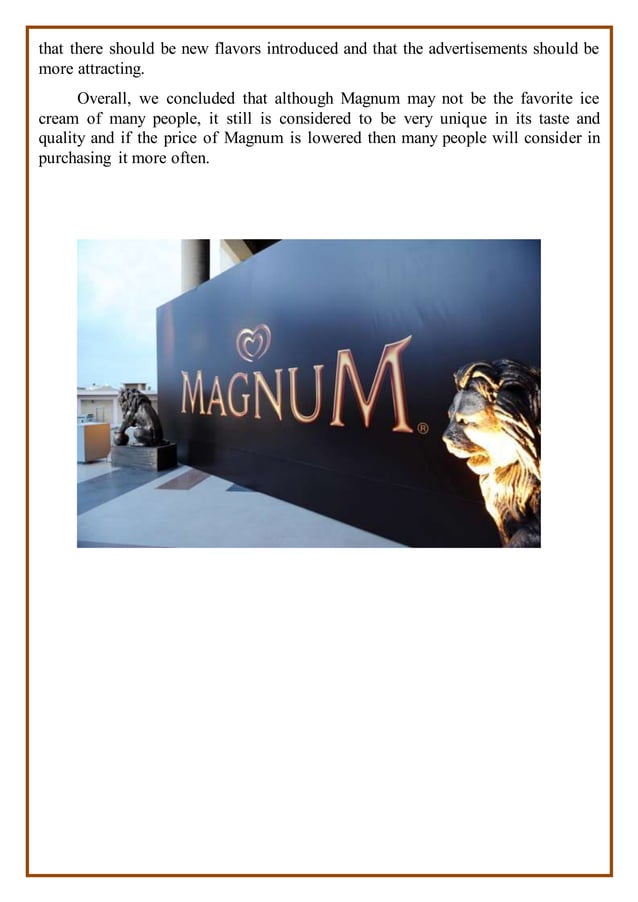 Walls Magnum Marketing Report | DOCX | Desserts and Baking | Food & Drink