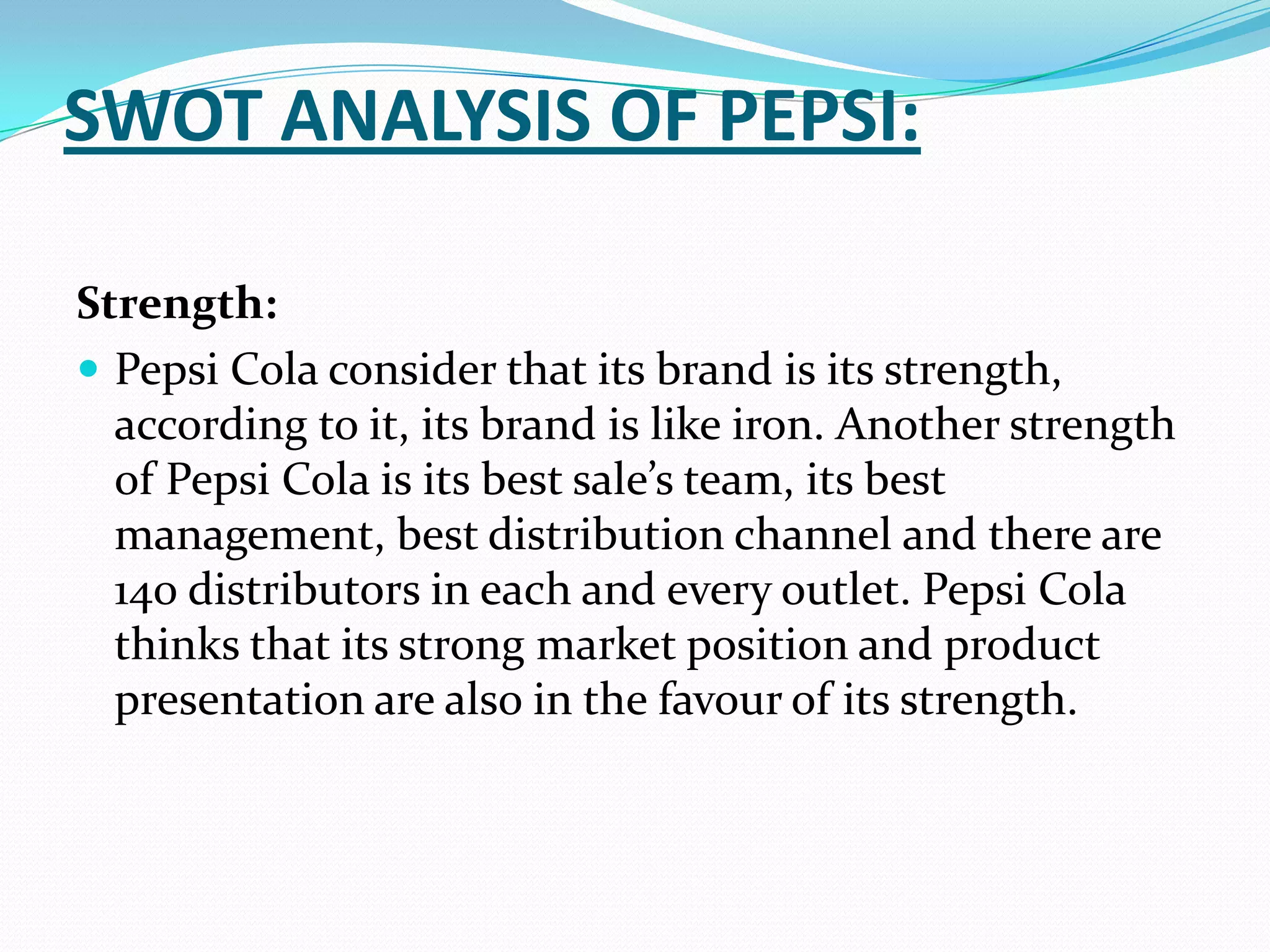 Marketing report on pepsi cola(beverage) | PPTX