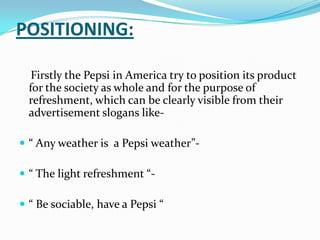 Marketing report on PEPSI | PPT