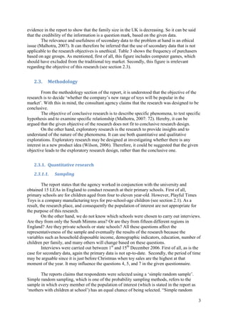 Marketing Research - Toy Industry | DOCX