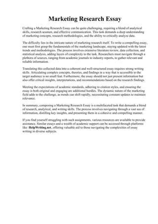 Marketing Research Essay. 7 Business Marketing Research Plan format ...