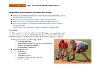 Marketing research plan project project bmgt 311_at | PDF | Marketing ...