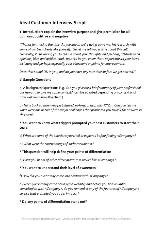 Ideal Customer Interview CheatSheet