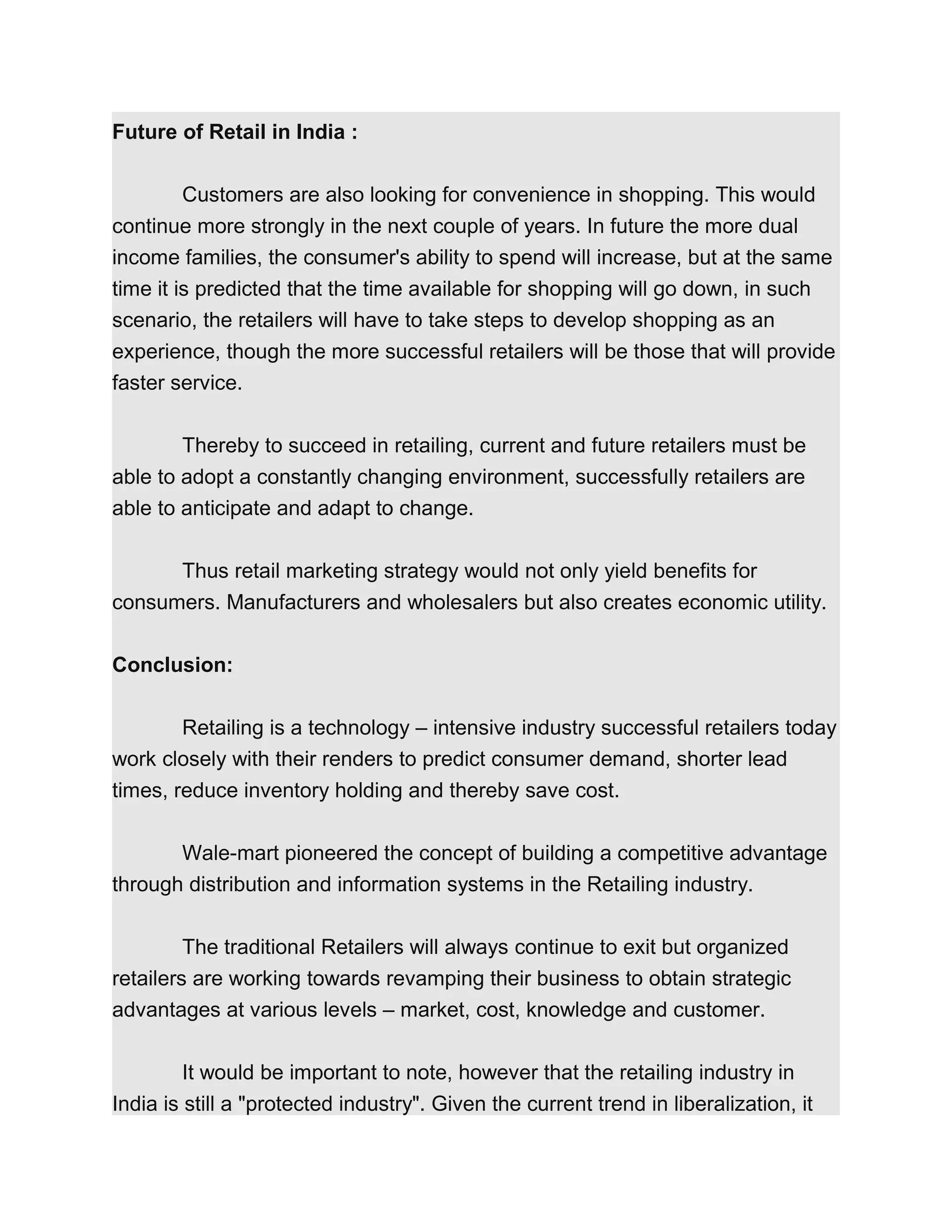 Marketing strategies retail | DOC