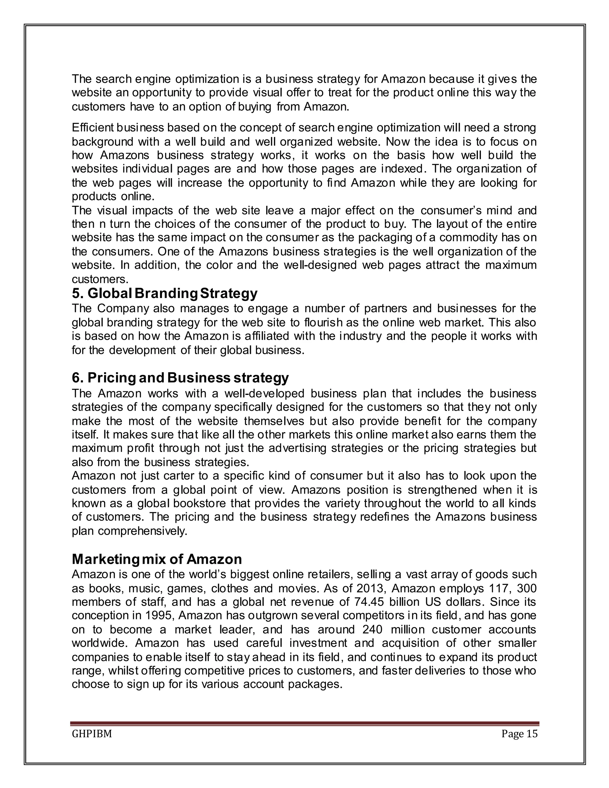 Report on marketing strategies of Amazon | DOCX