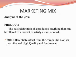 Marketing Strategies Of MRF | PPTX