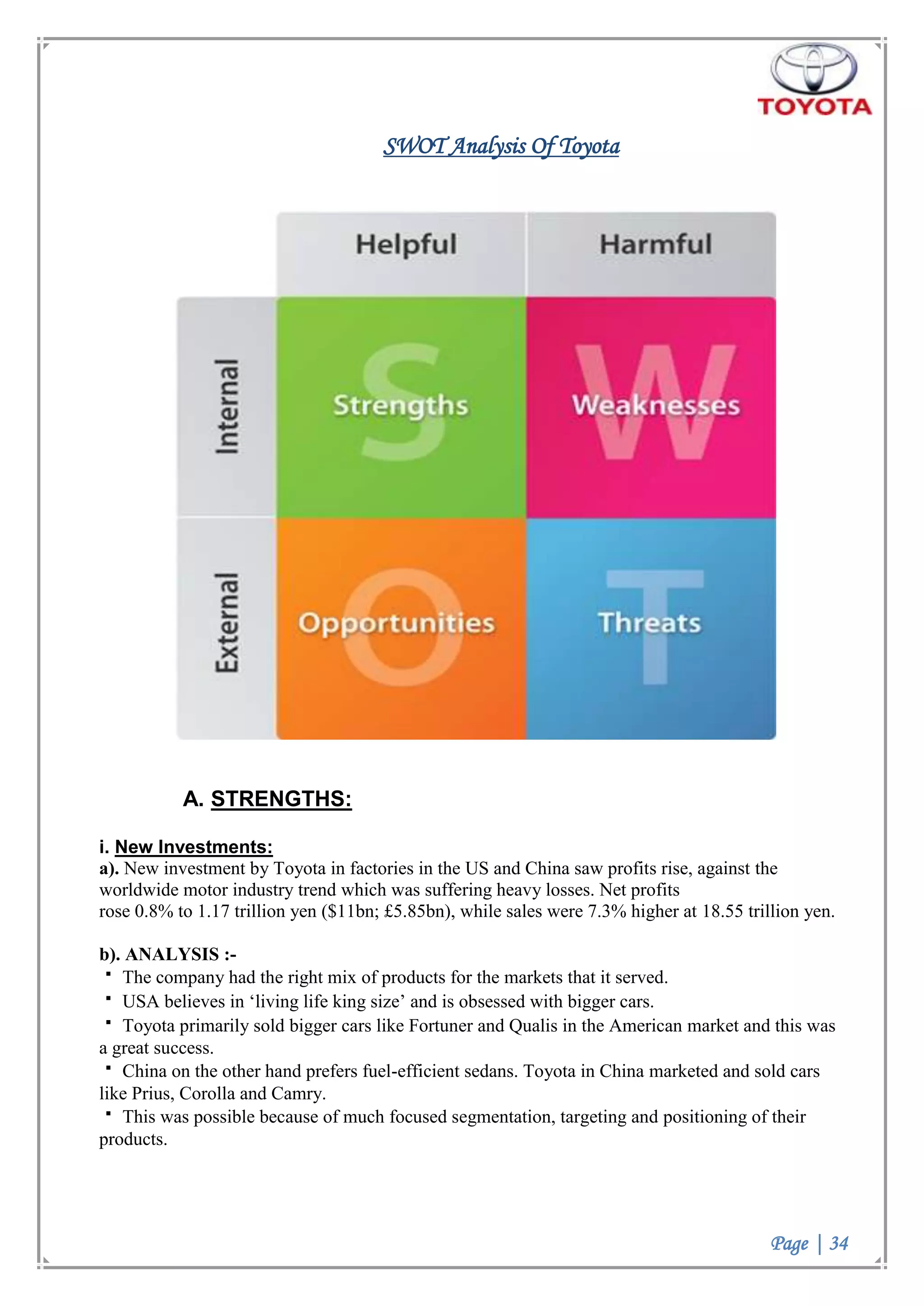 Marketing Strategies & Plans of Toyota | DOCX