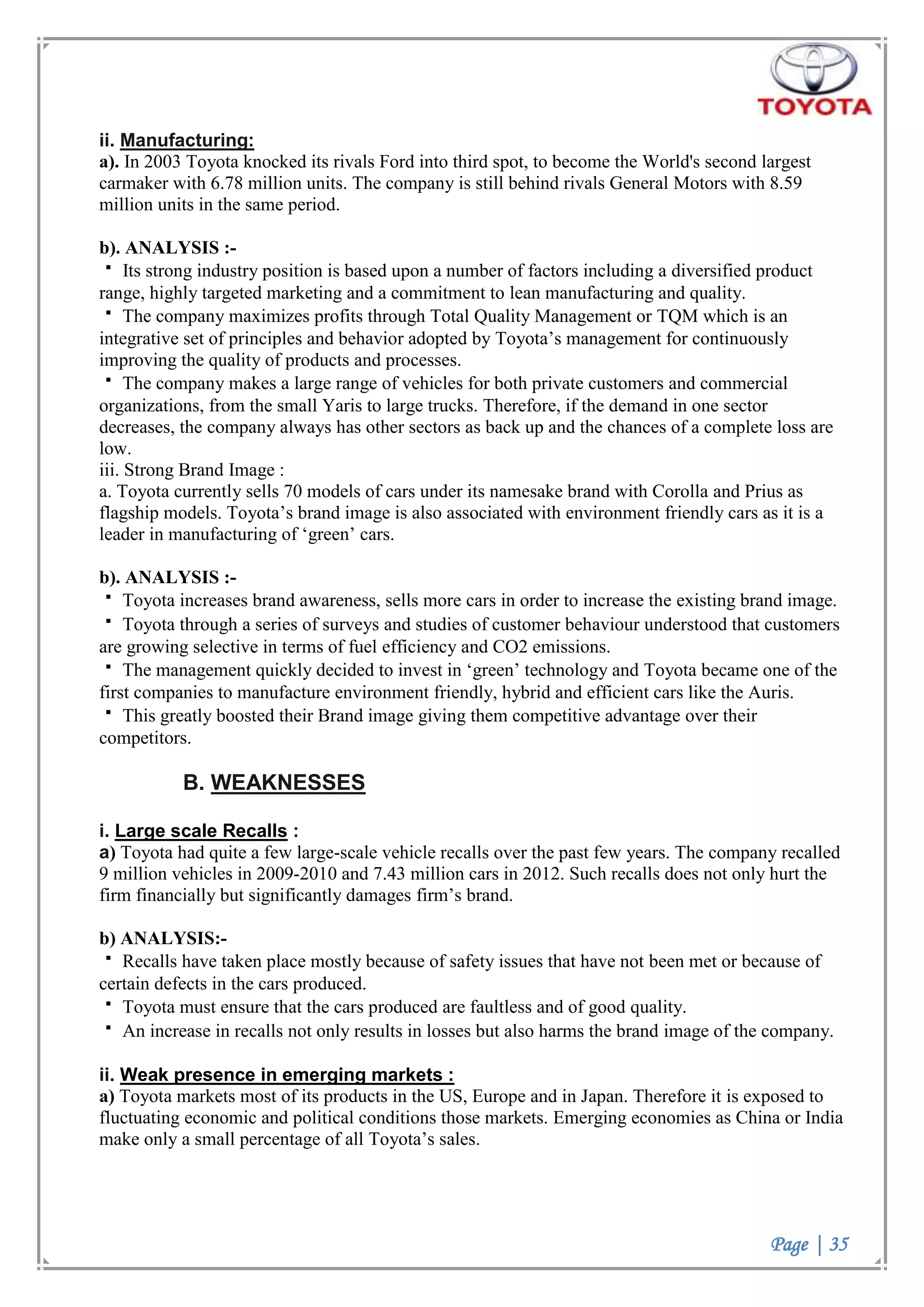 Marketing Strategies & Plans of Toyota | DOCX