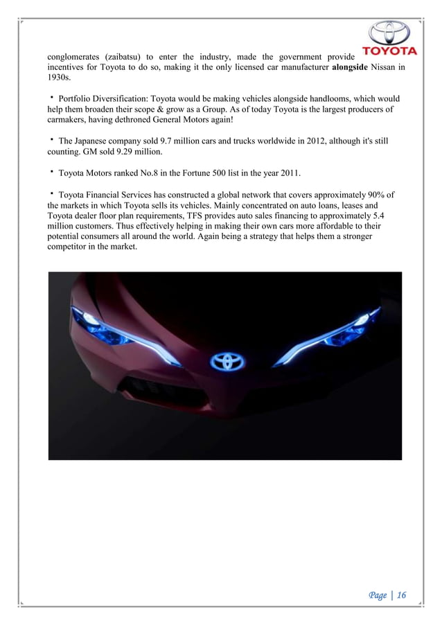 Marketing Strategies & Plans of Toyota | DOCX | Automotive Industry ...