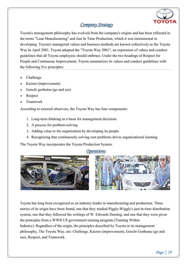 Marketing Strategies & Plans of Toyota | DOCX | Automotive Industry ...